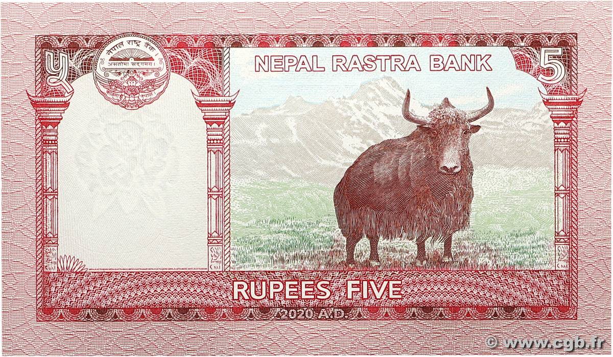 5 Rupees NEPAL 2020 P.76 543586 Banknotes