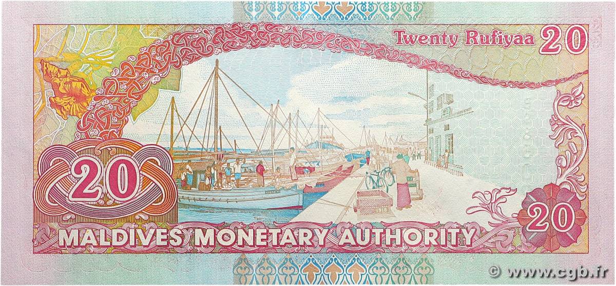 20 Rufiyaa MALDIVES 2000 P.20b 543733 Billets