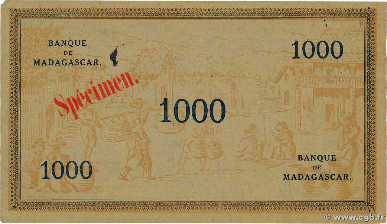 1000 Francs Spécimen MADAGASCAR 1941 P.043s 543964 Banknotes