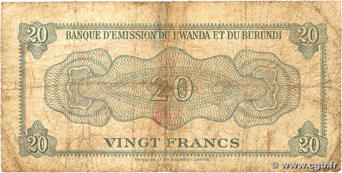 20 Francs RWANDA BURUNDI 1960 P.03a 544731 Banknotes