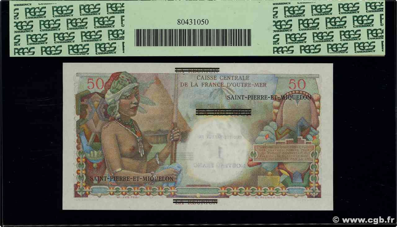 1 NF sur 50 Francs Belain d'Esnambuc SAINT PIERRE AND MIQUELON 1960 P ...