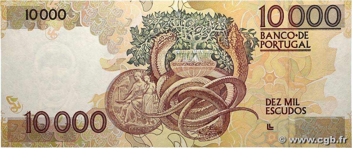 10000 Escudos PORTUGAL 1991 P.185c 546983 Billets