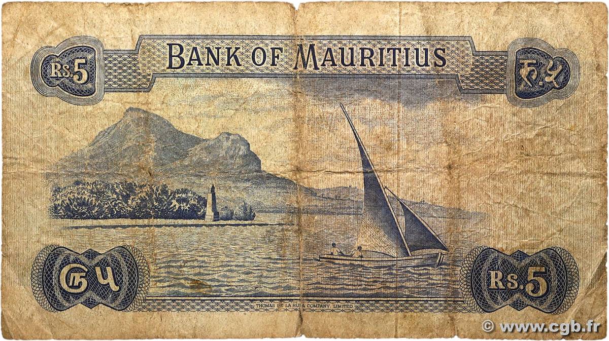 5 Rupees MAURITIUS 1967 P.30a 547932 Banknotes