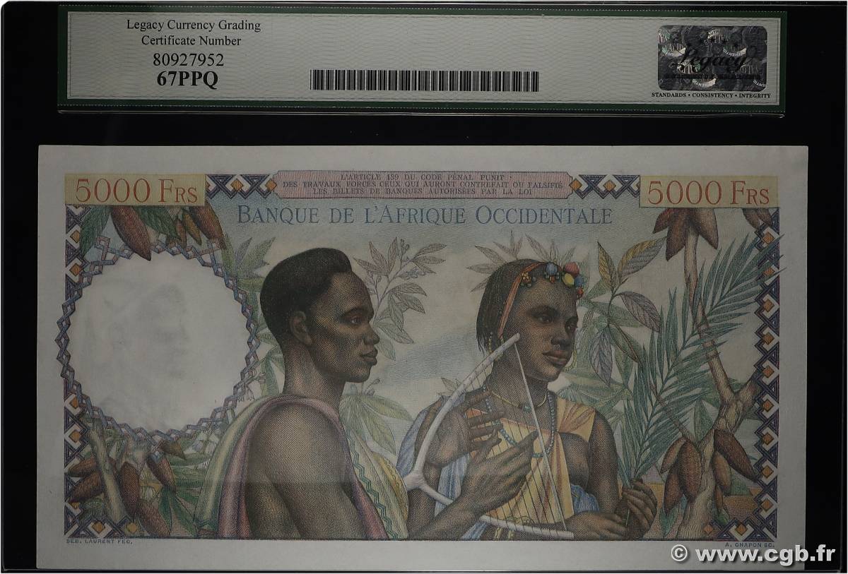 5000 Francs FRENCH WEST AFRICA (1895-1958) 1950 P.43 548605 Banknotes