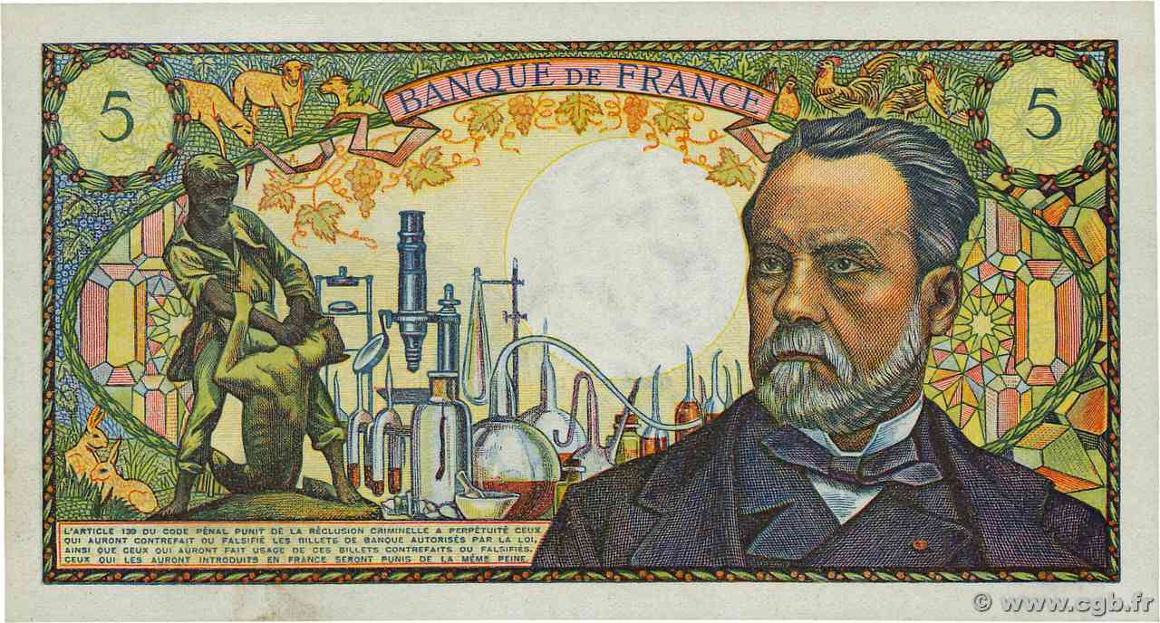 5 Francs PASTEUR FRANCE 1970 F.61.12 549265 Billets