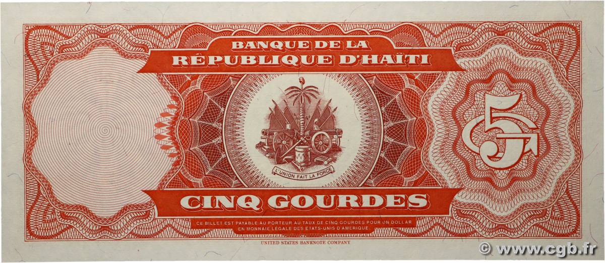 5 Gourdes HAÏTI 1989 P.255a 556298 Billets