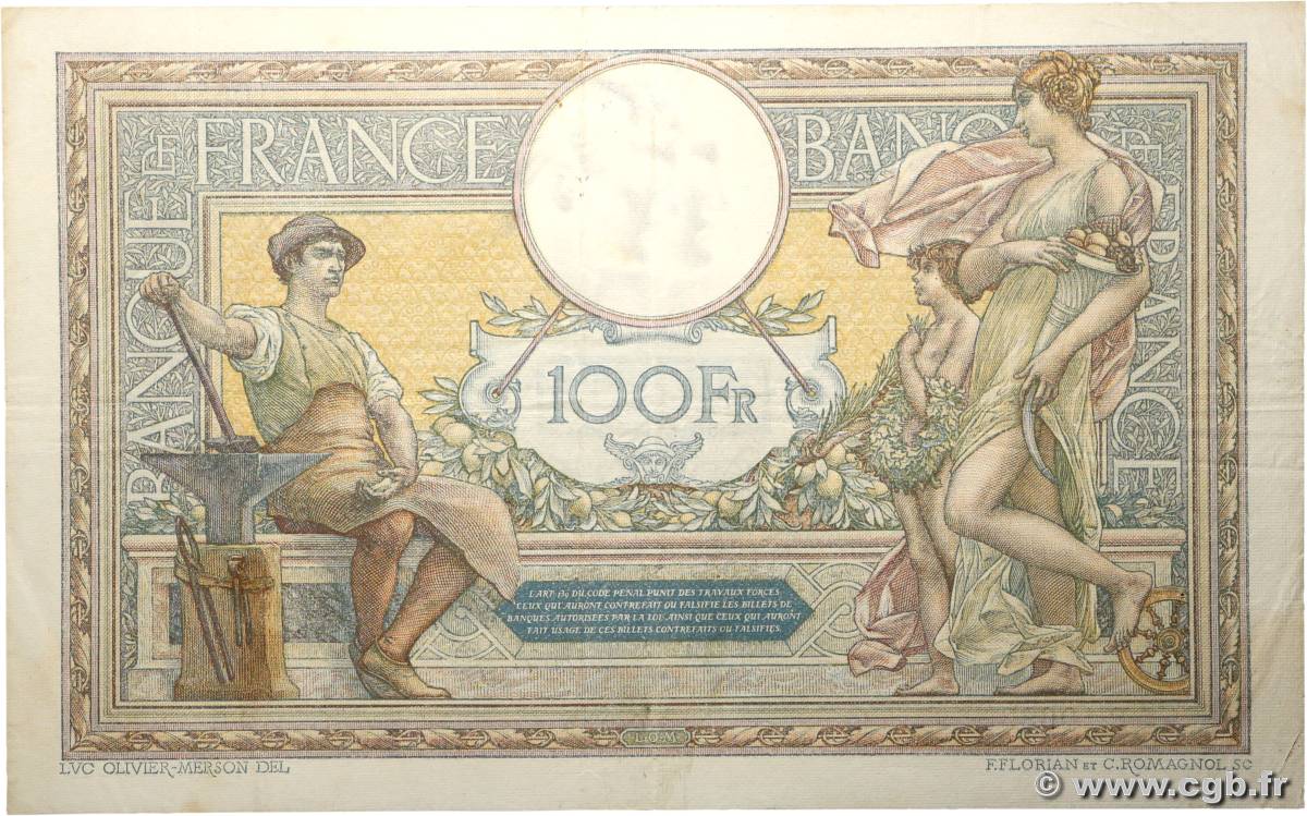 100 Francs LUC OLIVIER MERSON grands cartouches FRANCE 1924 F.24.02 ...