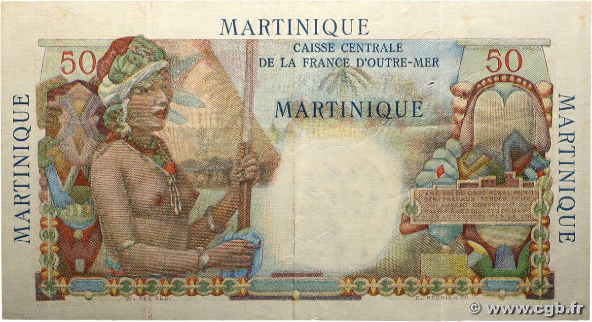 50 Francs Belain d'Esnambuc MARTINIQUE 1946 P.30a 562545 Billets