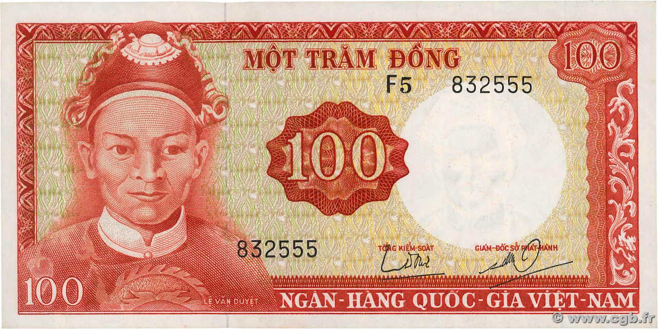 100 Dong SOUTH VIETNAM 1966 P.19b b01_1988 Banknotes