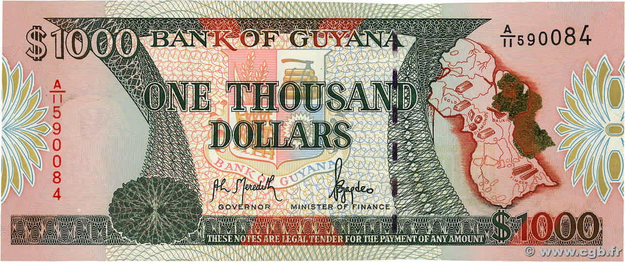 1000 Dollars GUYANA 1996 P.33 b01_3738 Billets