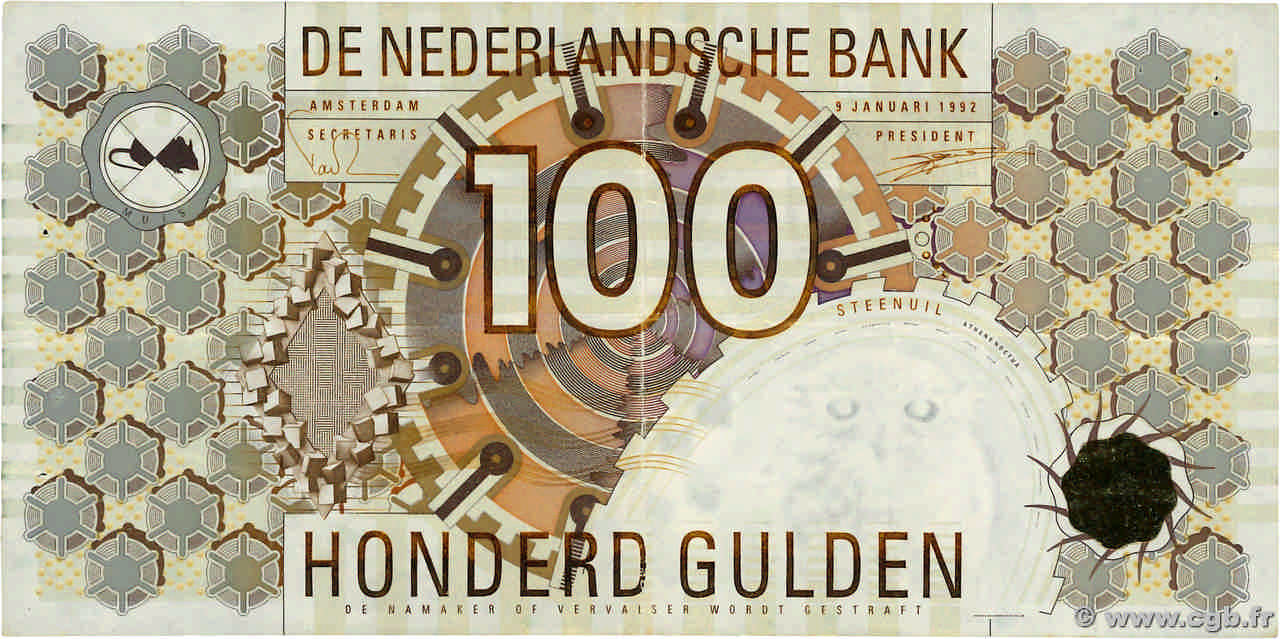 100 Gulden PAYS-BAS 1992 P.101 b01_4153 Billets