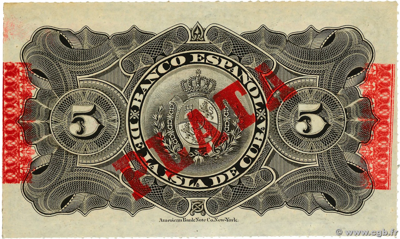 5 Pesos CUBA 1896 P.048b b01_4534 Banknotes