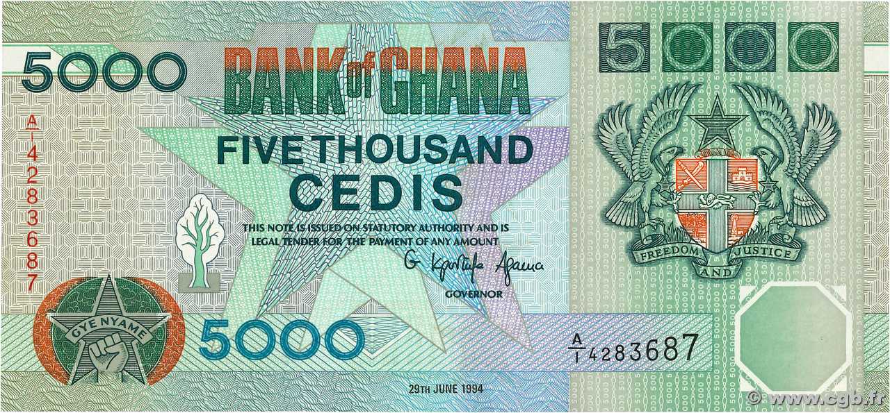5000 Cedis GHANA 1994 P.31a b01_5661 Billets