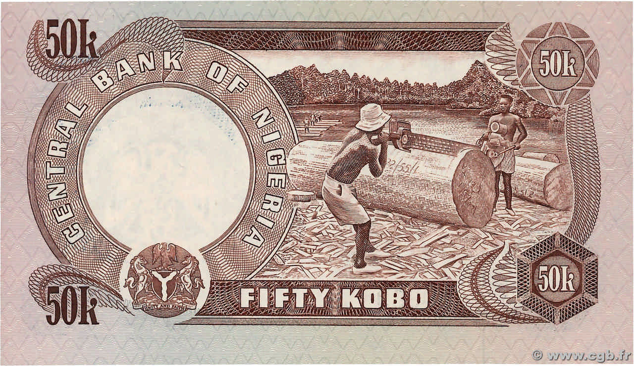 50 Kobo NIGERIA 1973 P.14g b01_6340 Billets