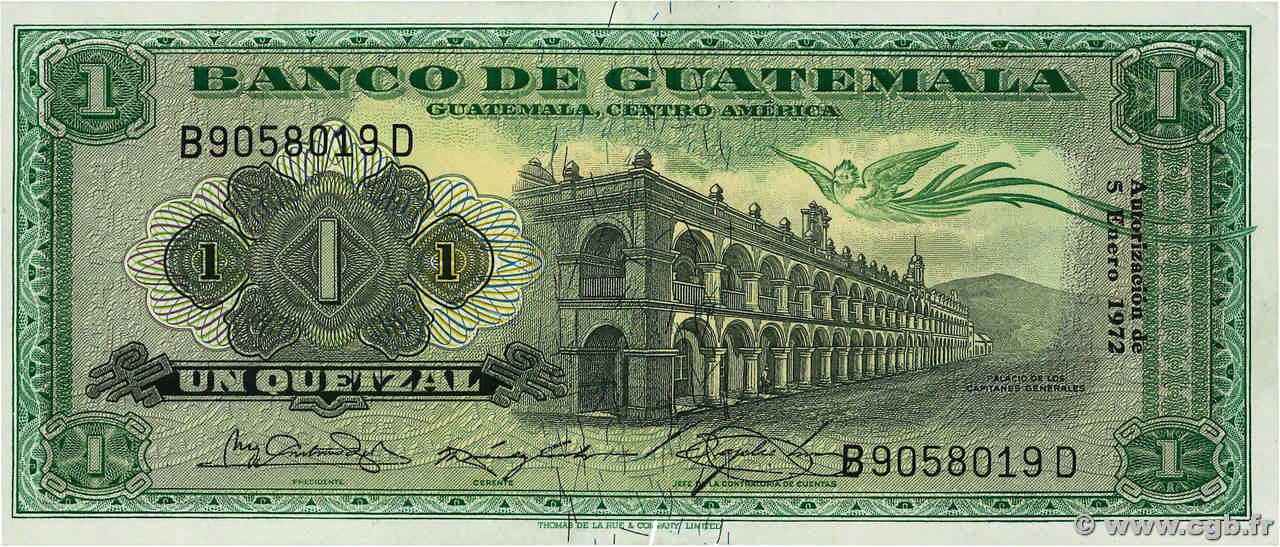 1 Quetzal GUATEMALA 1972 P.052i b01_7111 Billets
