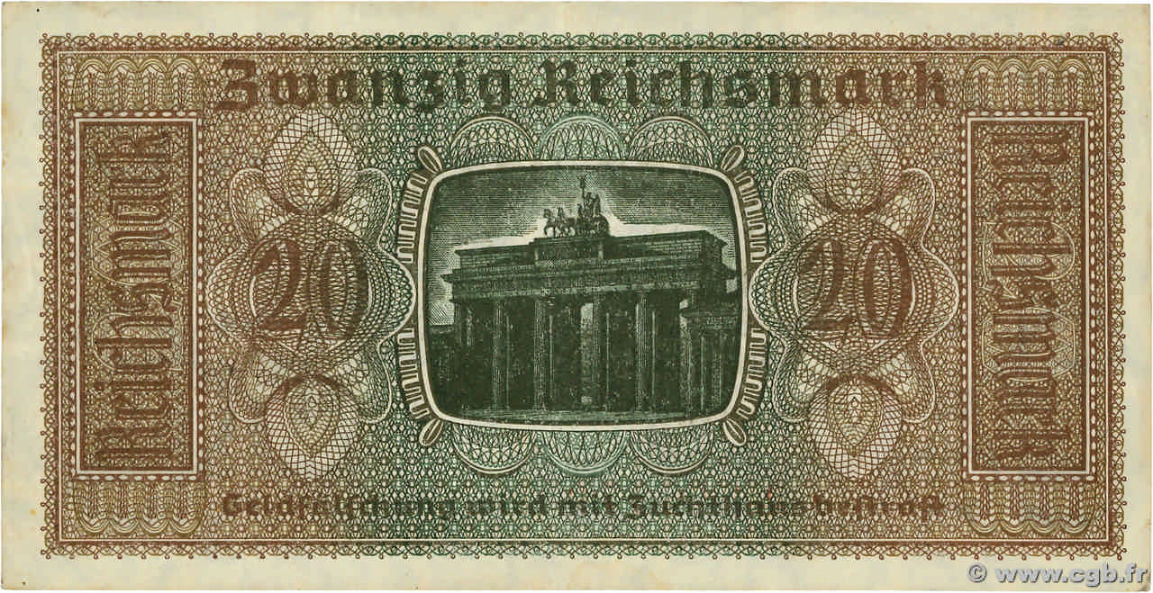 20 Reichsmark GERMANIA 1940 P.R139 b01_7250 Banconote