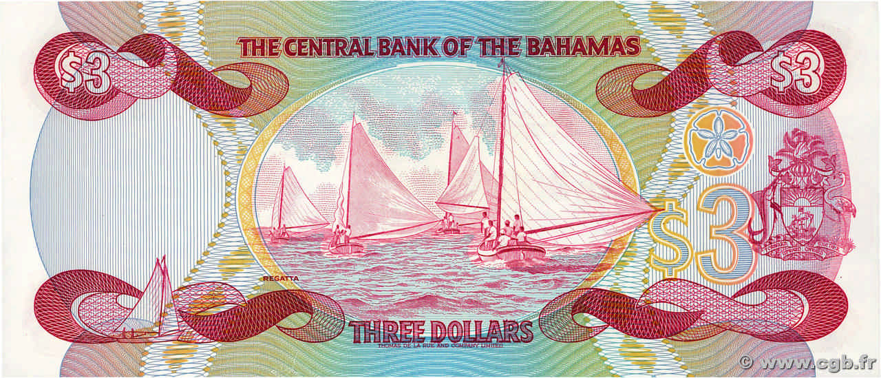 3 Dollars BAHAMAS 1974 P.44a b01_8140 Billets