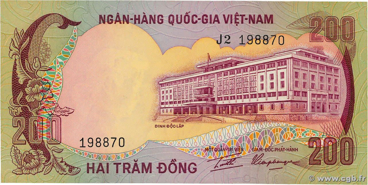200 Dong SOUTH VIETNAM 1972 P.32a b01_8212 Banknotes
