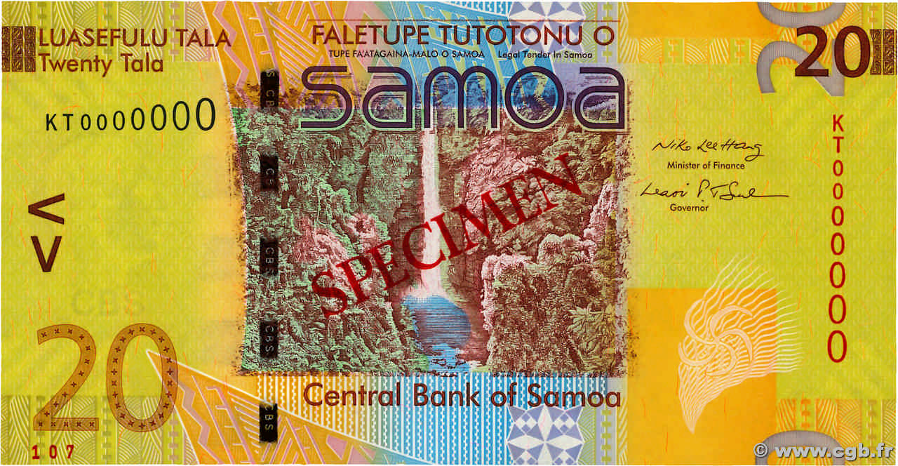 20 Tala Spécimen SAMOA 2008 P.40s b01_8432 Banknotes