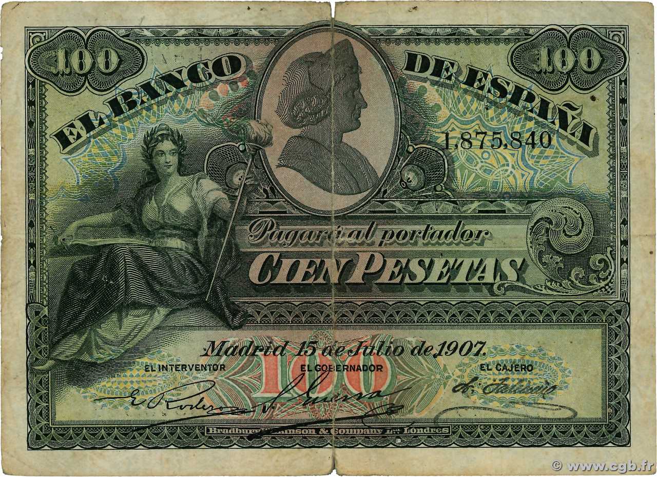 100 Pesetas SPAIN 1907 P.064a b01_8630 Banknotes
