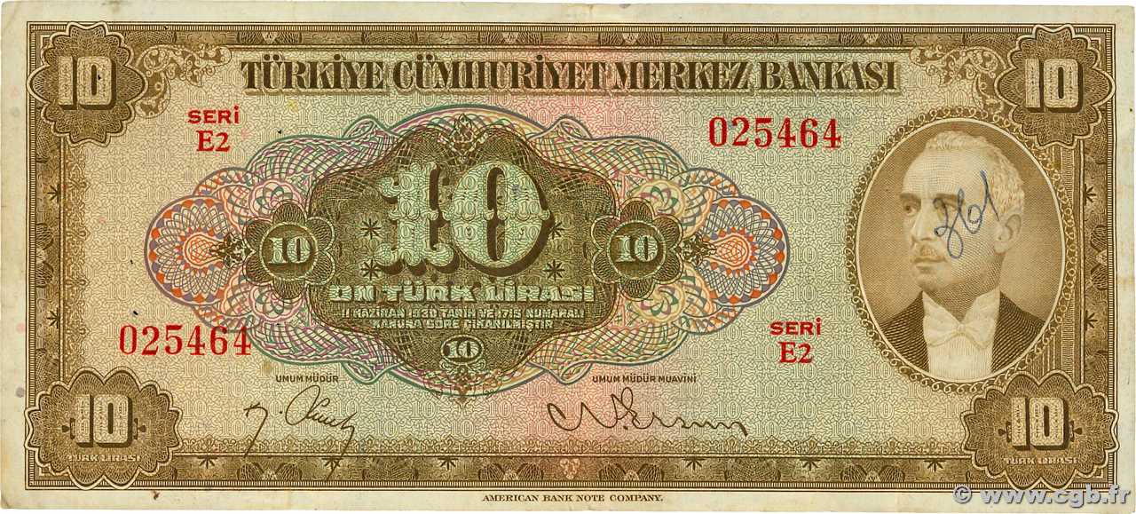 10 Lira TURQUIE 1948 P.148a b01_8673 Billets