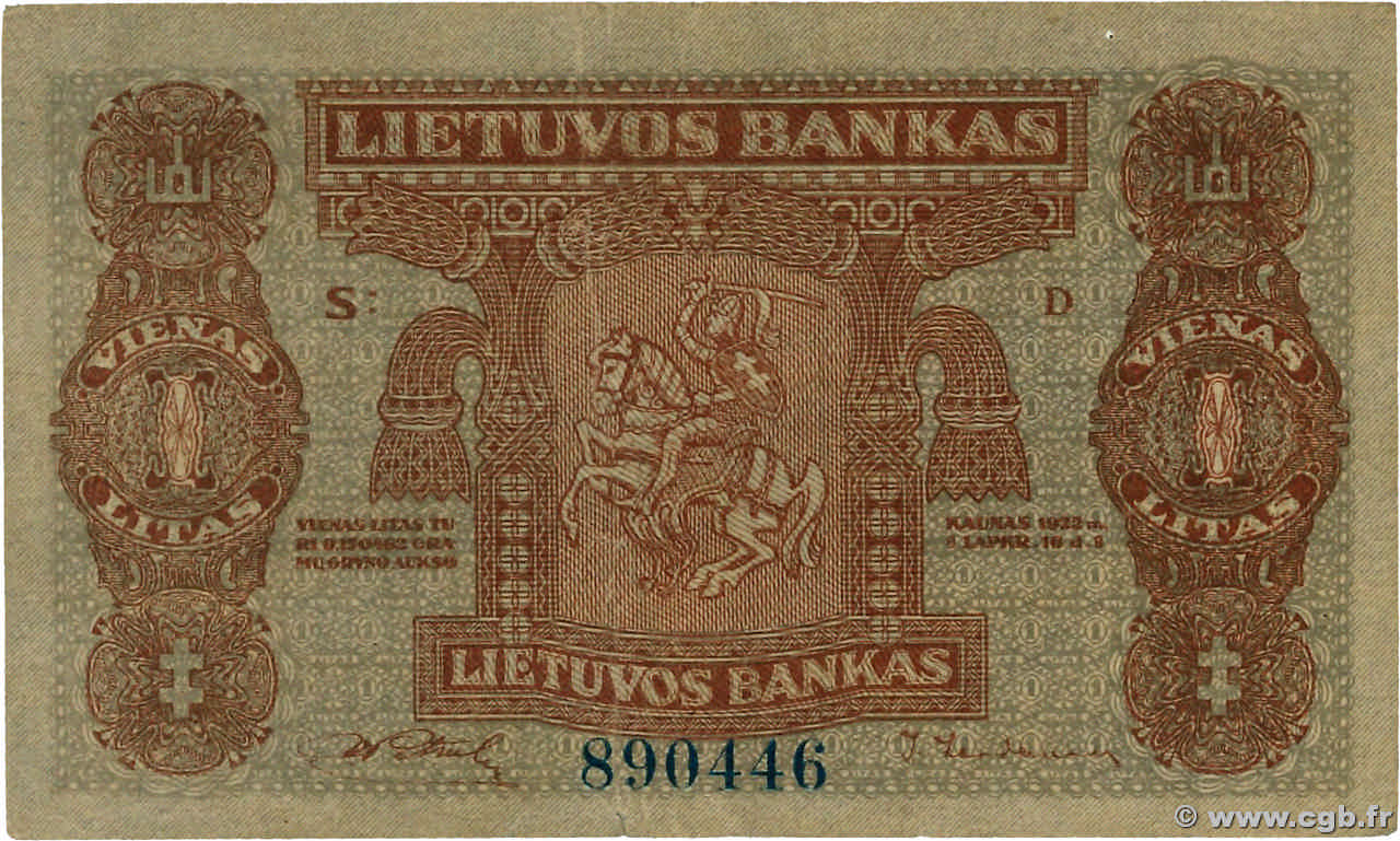 1 Litas LITHUANIA 1922 P.13a b01_8903 Banknotes