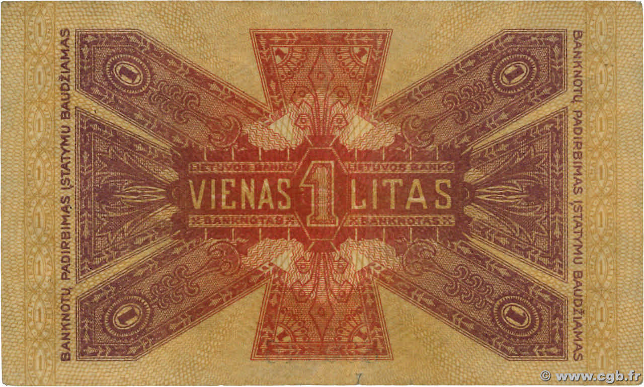 1 Litas LITHUANIA 1922 P.13a b01_8903 Banknotes