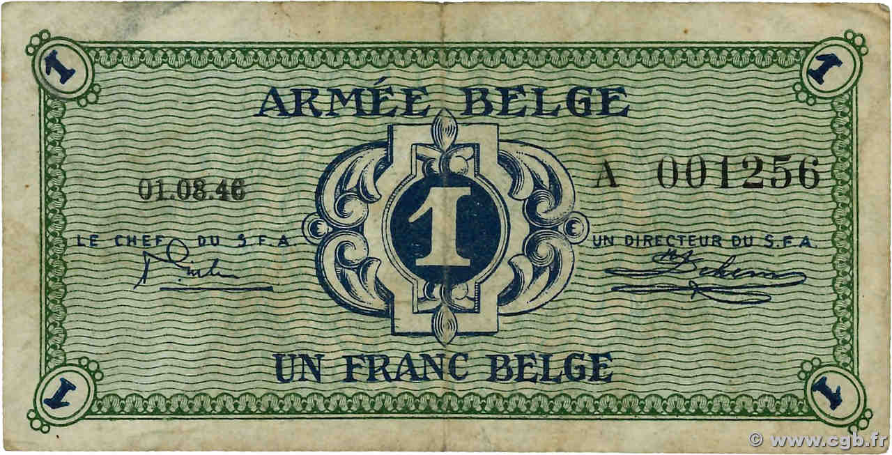 1 Franc BELGIQUE 1946 P.M1a b01_9091 Billets