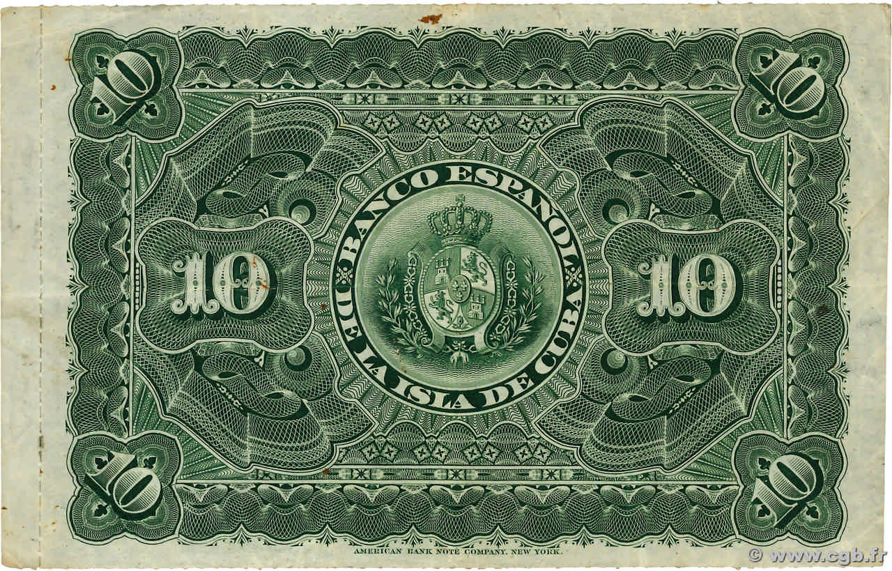 10 Pesos CUBA 1896 P.049c b01_9593 Banknotes
