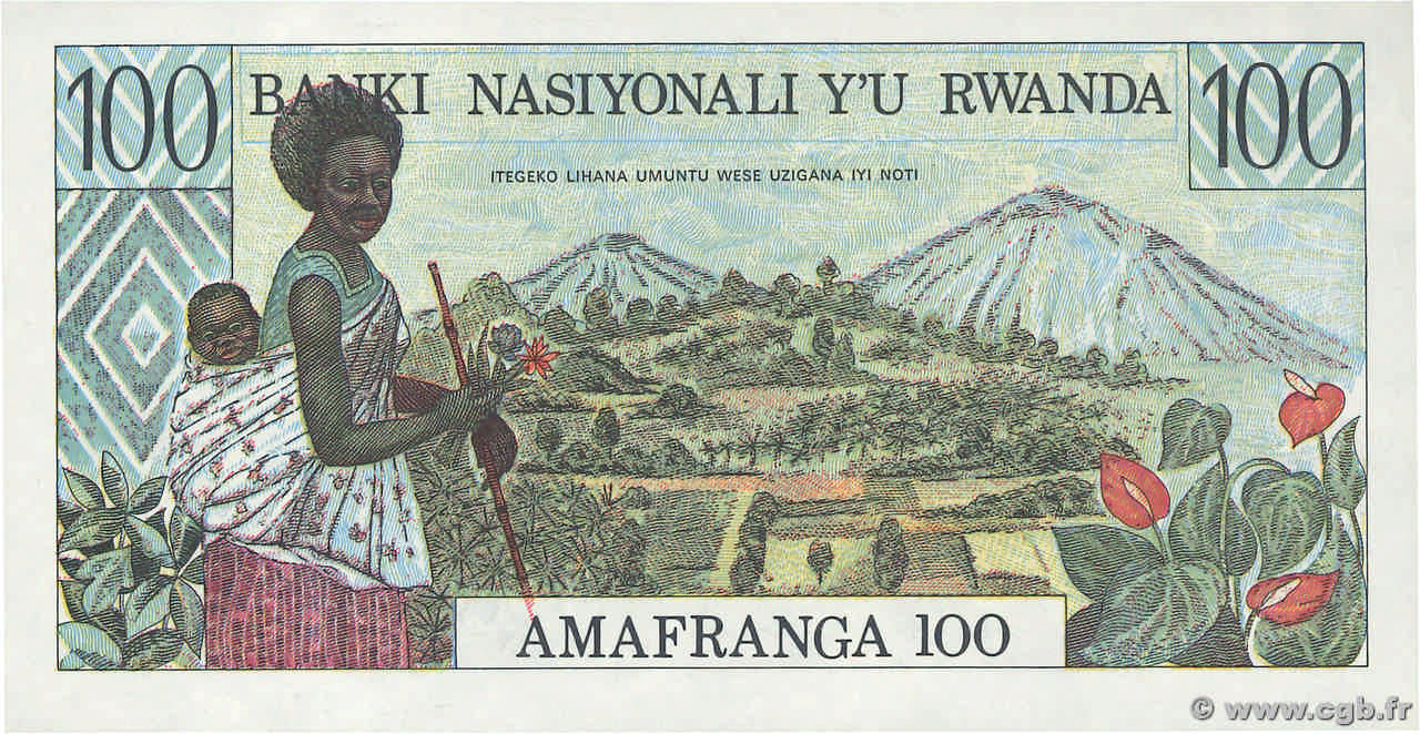 100 Francs RWANDA 1978 P.12a b01_9684 Billets