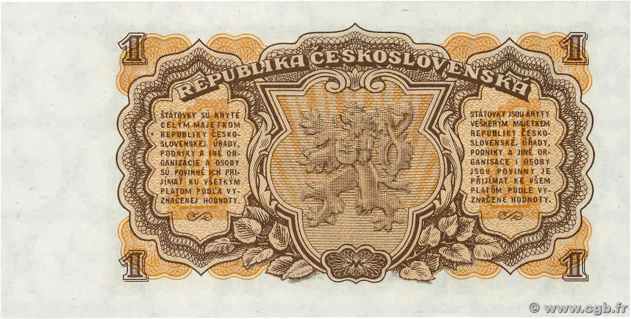 1 Koruna TCHÉCOSLOVAQUIE 1953 P.078b b02_2277 Billets
