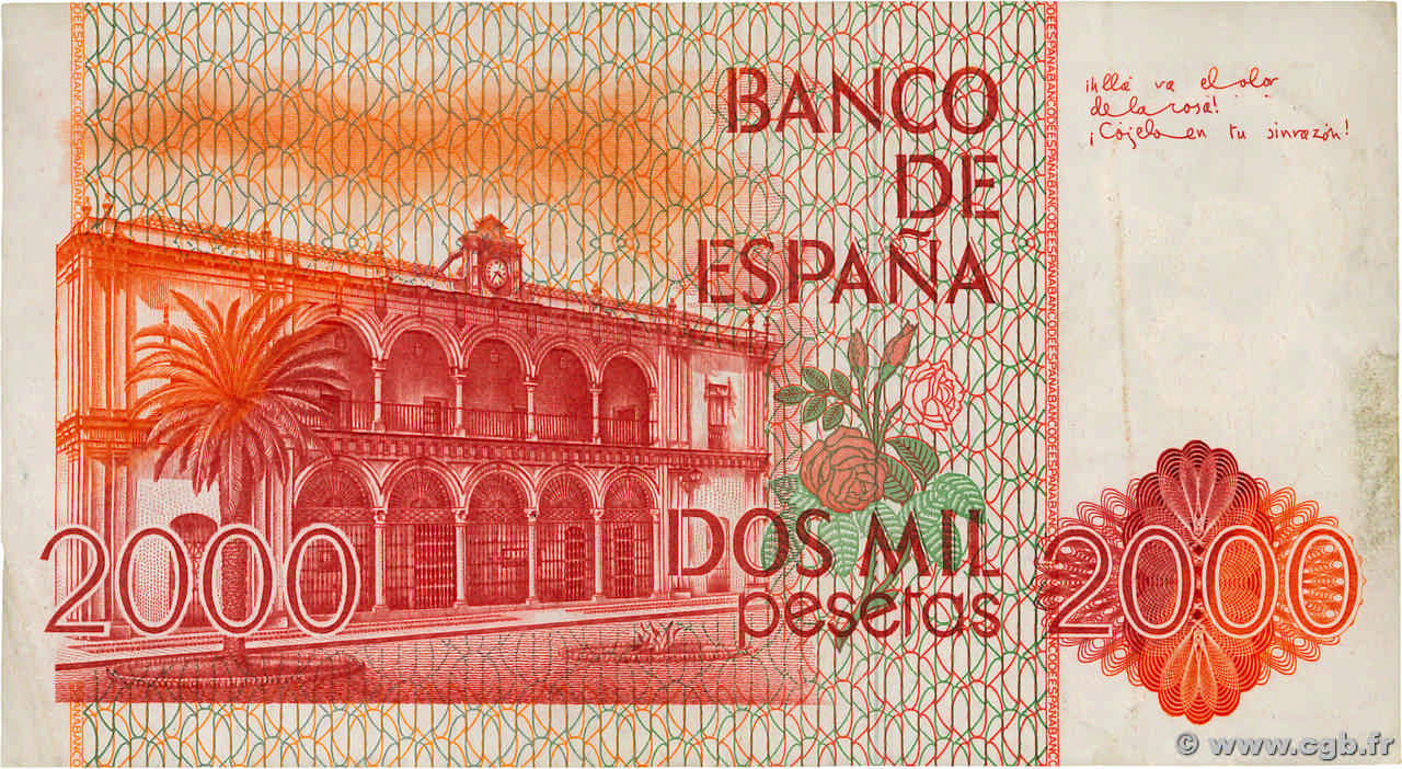 2000 Pesetas ESPAGNE 1980 P.159 b02_2493 Billets