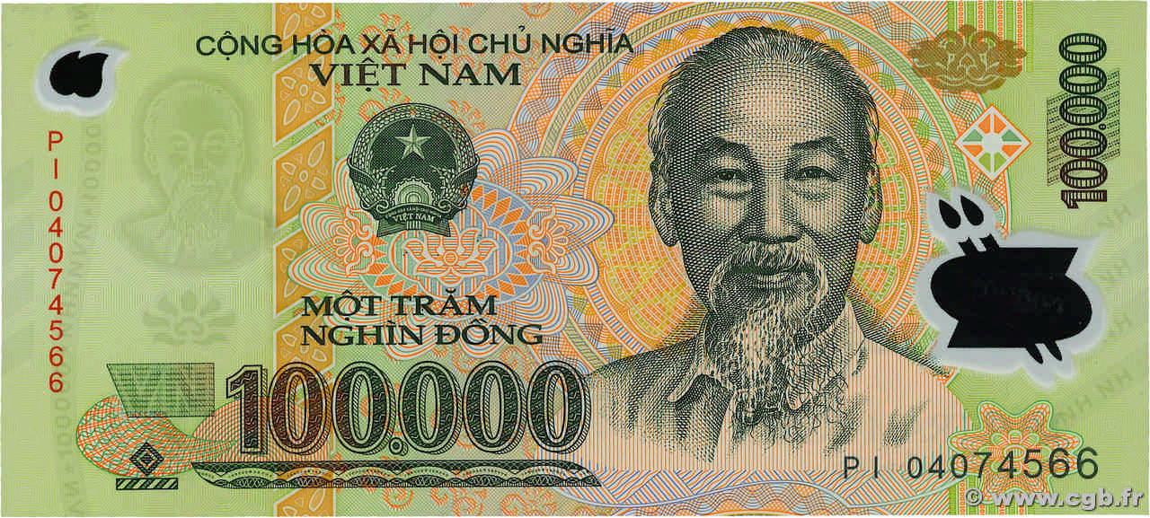 100000 Dong VIETNAM 2004 P.122a b02_3491 Banknotes