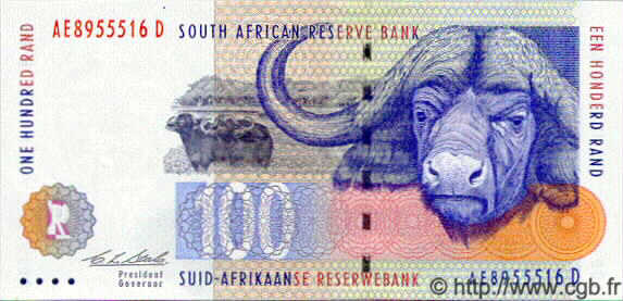 100 Rand SOUTH AFRICA 1994 P.126a b11_0764 Banknotes