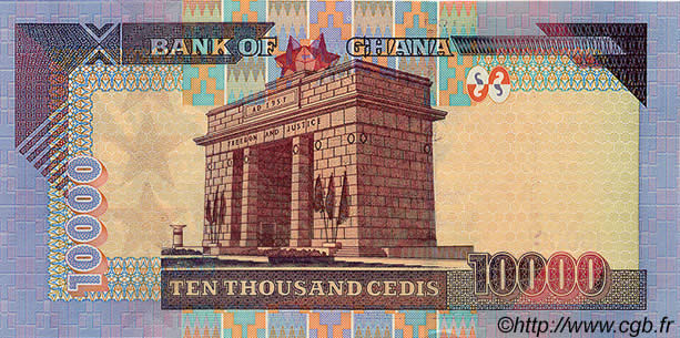 10000 Cedis GHANA 2002 P.35a b38_0742 Billets