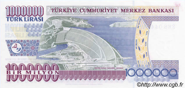 1000000 Lira TURKEY 2002 P.213 b38_1437 Banknotes