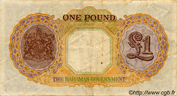 1 Pound BAHAMAS 1936 P.11c b41_0061 Billets