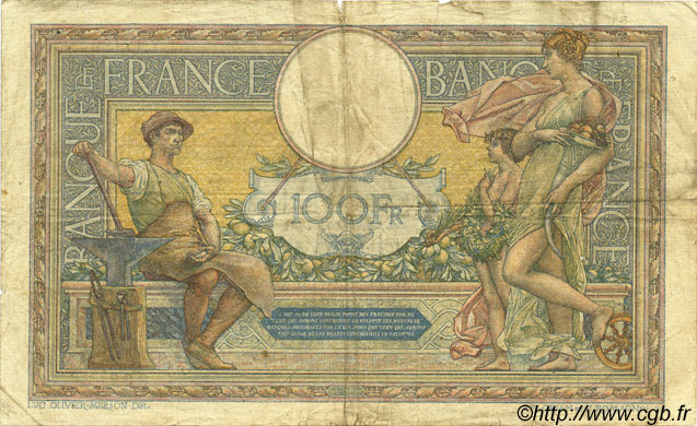 100 Francs LUC OLIVIER MERSON grands cartouches FRANCE 1927 F.24.06 b43 ...