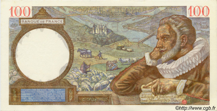 100 Francs SULLY FRANCE 1942 F.26.69 b43_2190 Billets