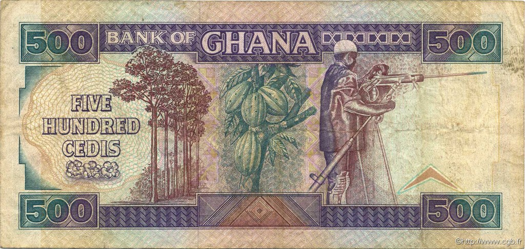 500 Cedis GHANA 1991 P.28c b52_0603 Billets