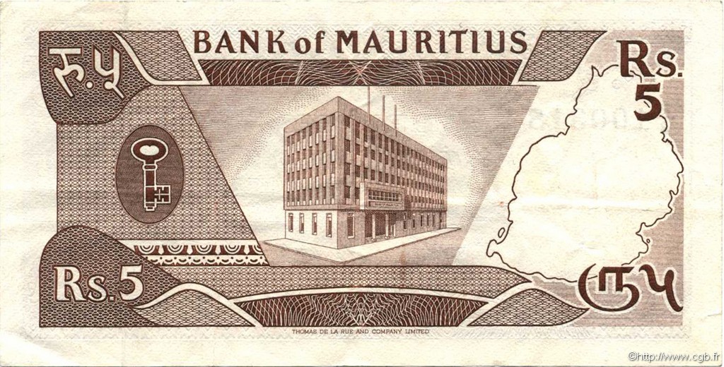 5 Rupees MAURITIUS 1985 P.34 b52_1040 Banknotes