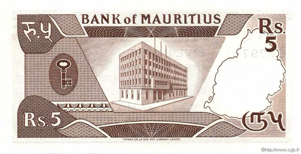 5 Rupees MAURITIUS 1985 P.34 b52_1042 Banknotes