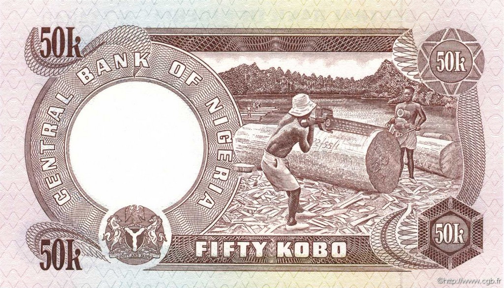 50 Kobo NIGERIA 1973 P.14a b52_1115 Banknotes