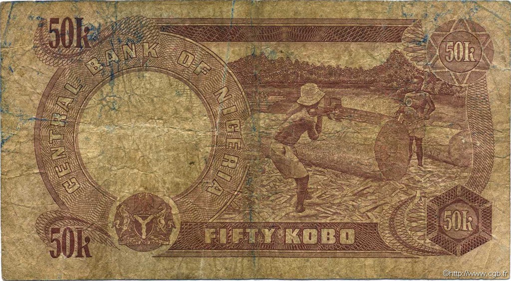 50 Kobo NIGERIA 1973 P.14c b52_1117 Billets