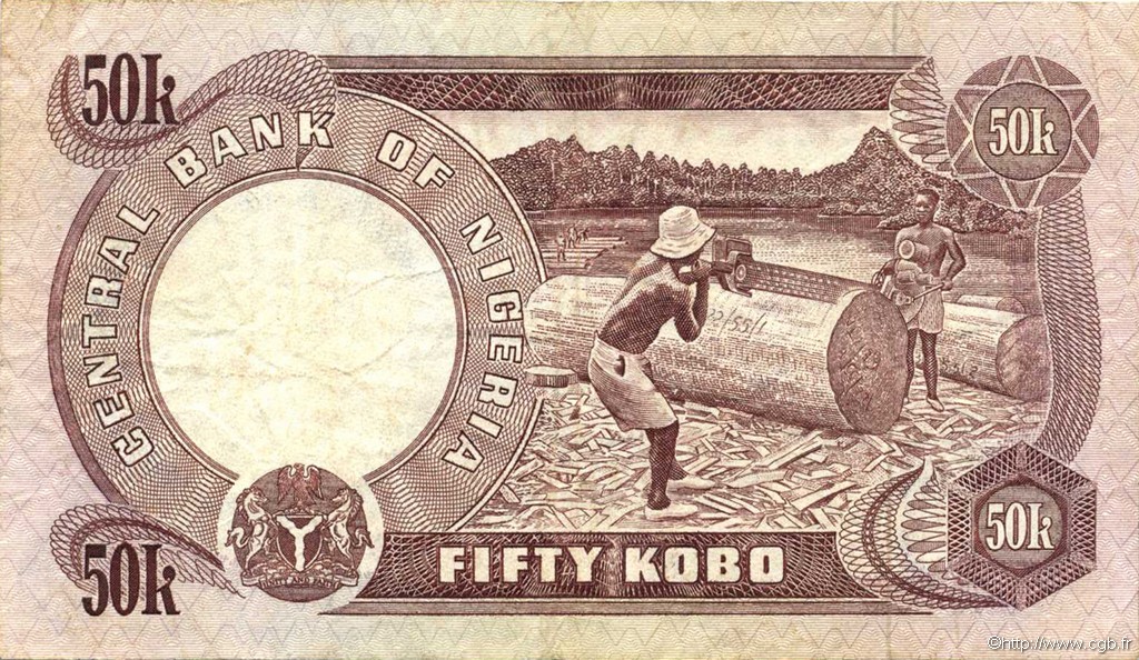 50 Kobo NIGERIA 1973 P.14d b52_1119 Billets