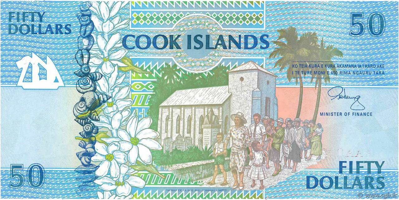 50 Dollars COOK ISLANDS 1992 P.10a b59_0107 Banknotes