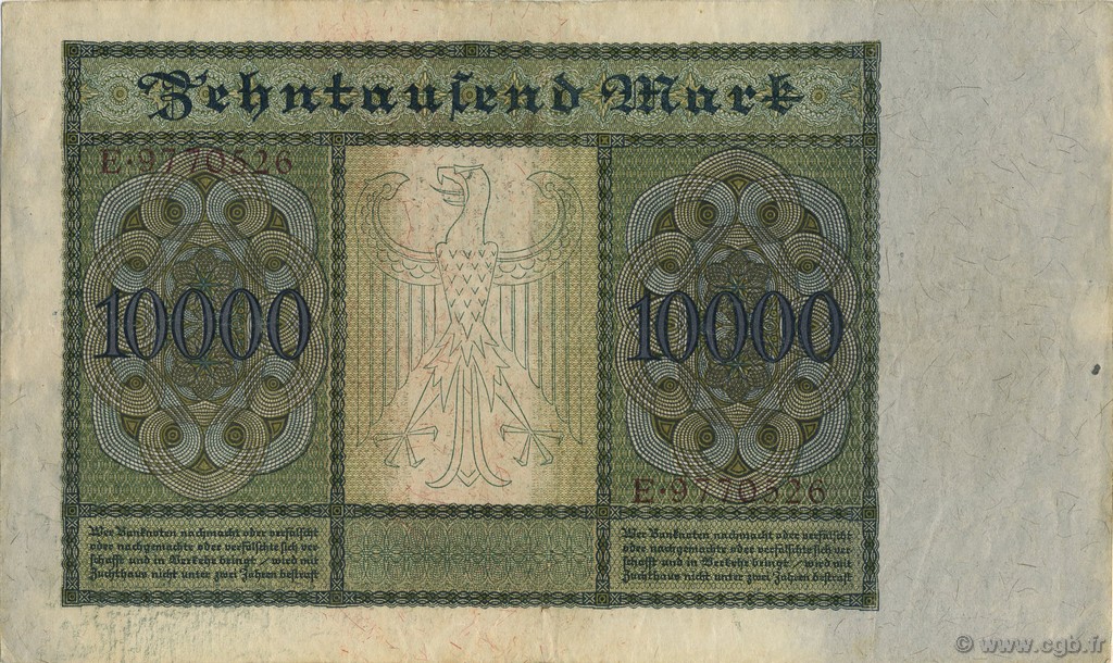 10000 Mark GERMANY 1922 P.070 b61_1277 Banknotes