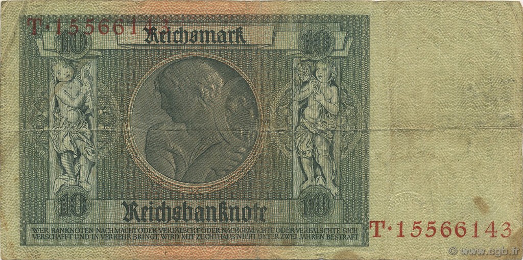 10 Reichsmark GERMANY 1929 P.180a b61_1778 Banknotes