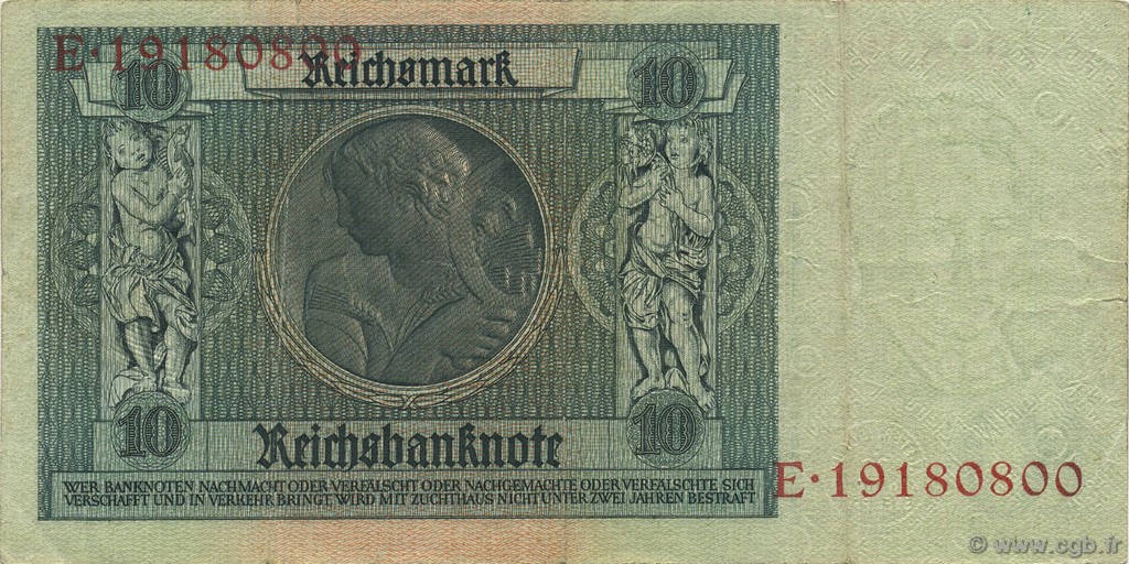 10 Reichsmark GERMANY 1929 P.180a b61_1779 Banknotes
