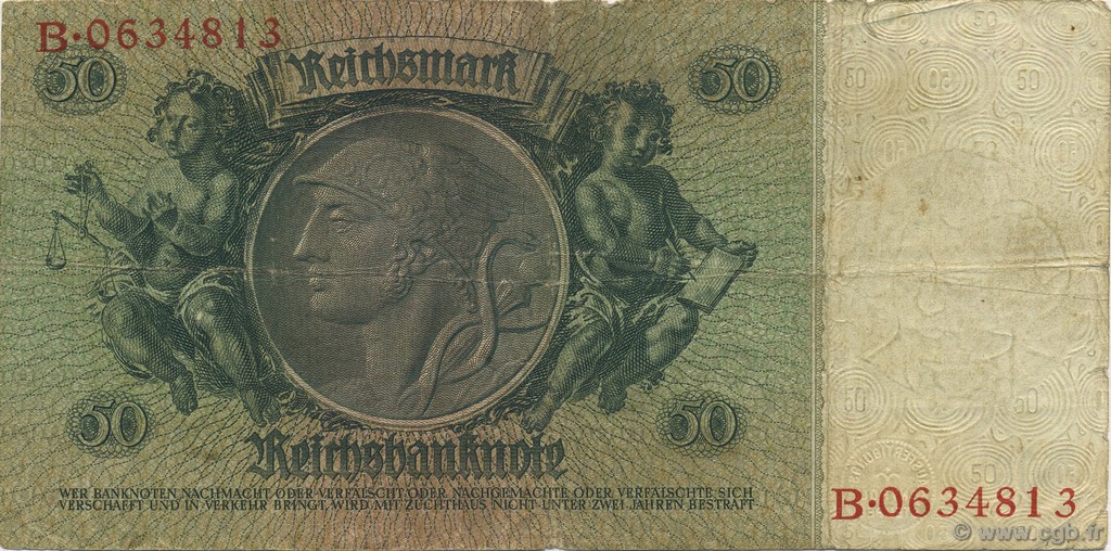 50 Reichsmark GERMANY 1933 P.182a b61_1799 Banknotes